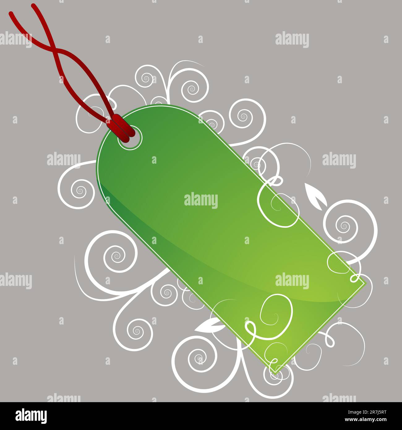 An image of a green swirl decorative price tag with calligraphy curls ...
