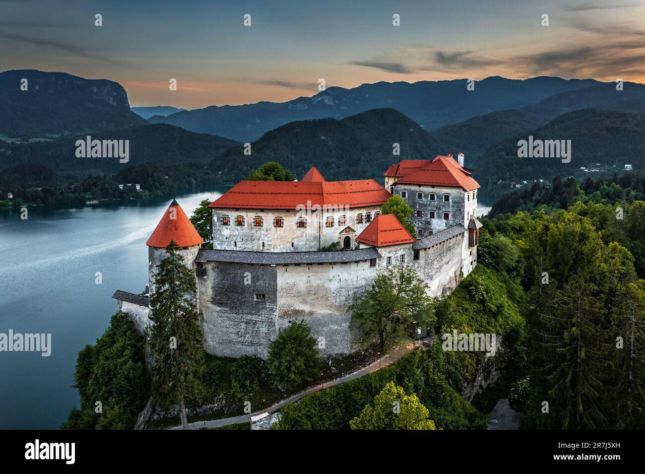 Bled, Slovenia - Aerial view of beautiful Bled Castle (Blejski Grad ...