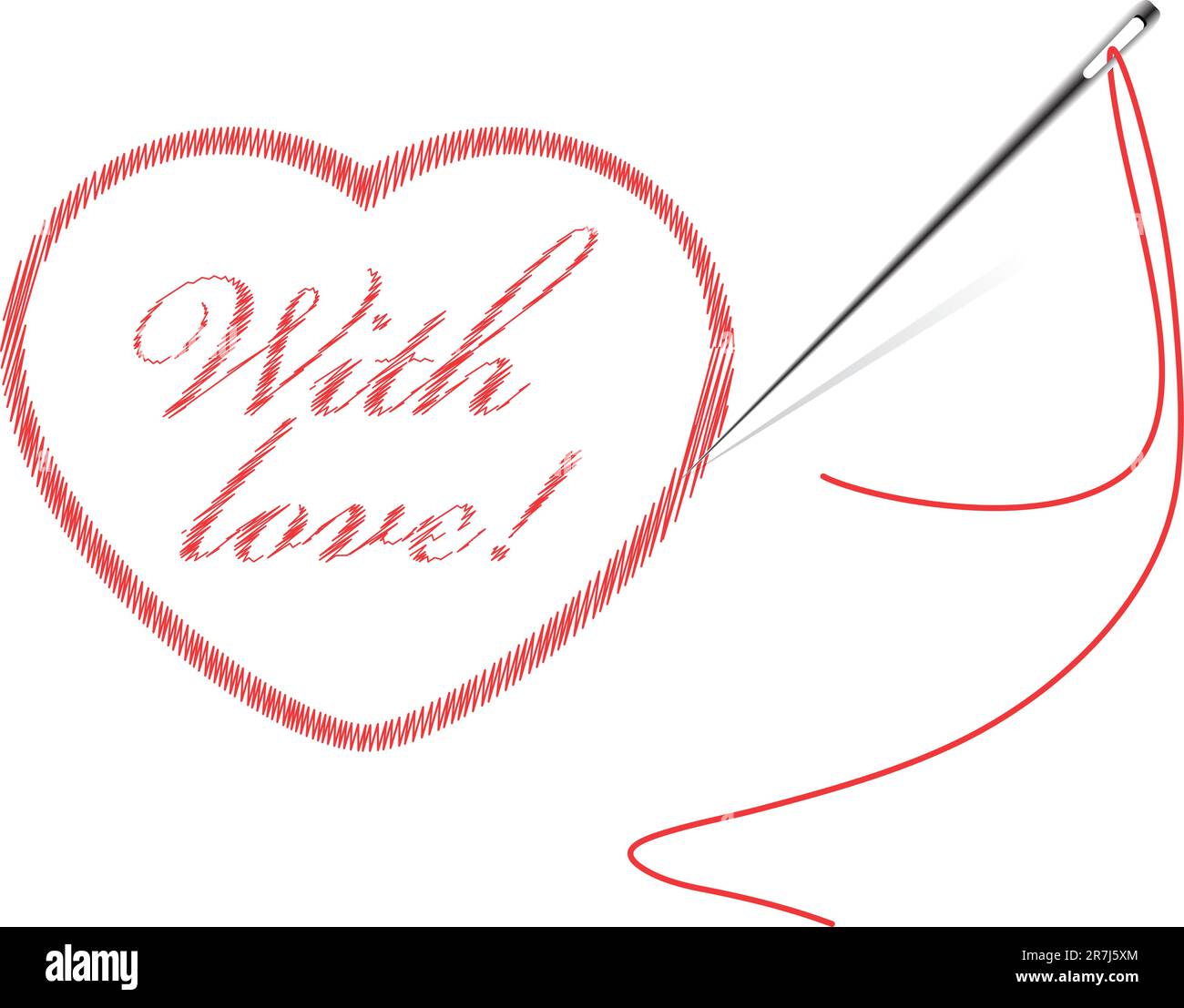 embroidery with heart and frame vector illustration isolated on white ...