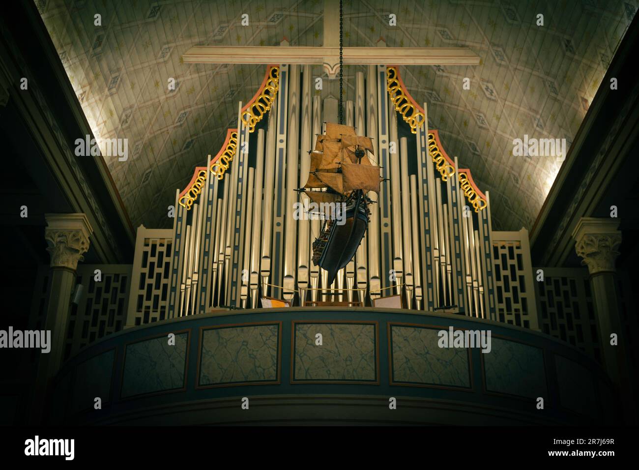 Votive Ship Hanging Inside a Church in Norway Stock Photo - Alamy