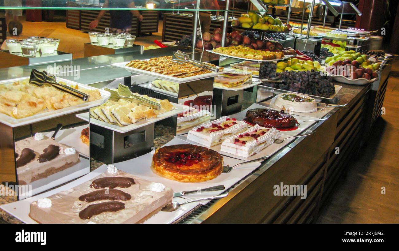 huge selection of varied food at self-service desks in Turkish hotels ...