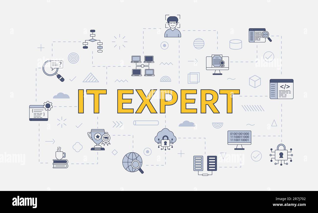 it expert concept with icon set with big word or text on center vector ...