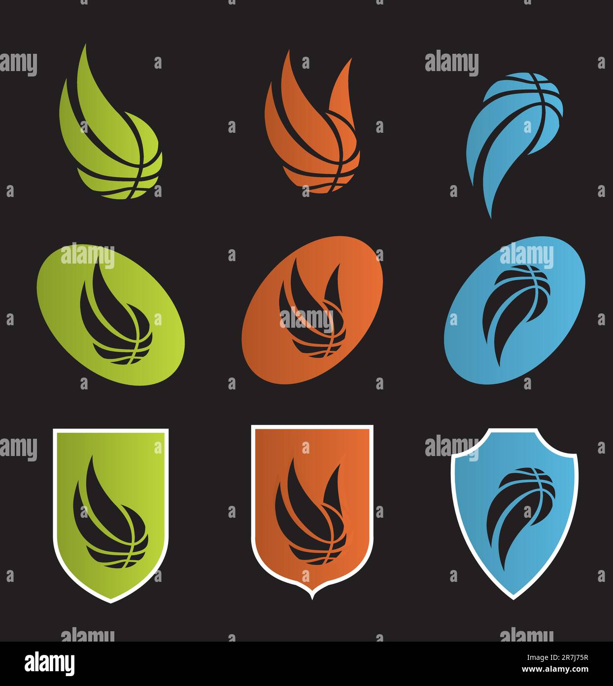 Set of sport basketball icons/ logos/ shields.Three different vector ...