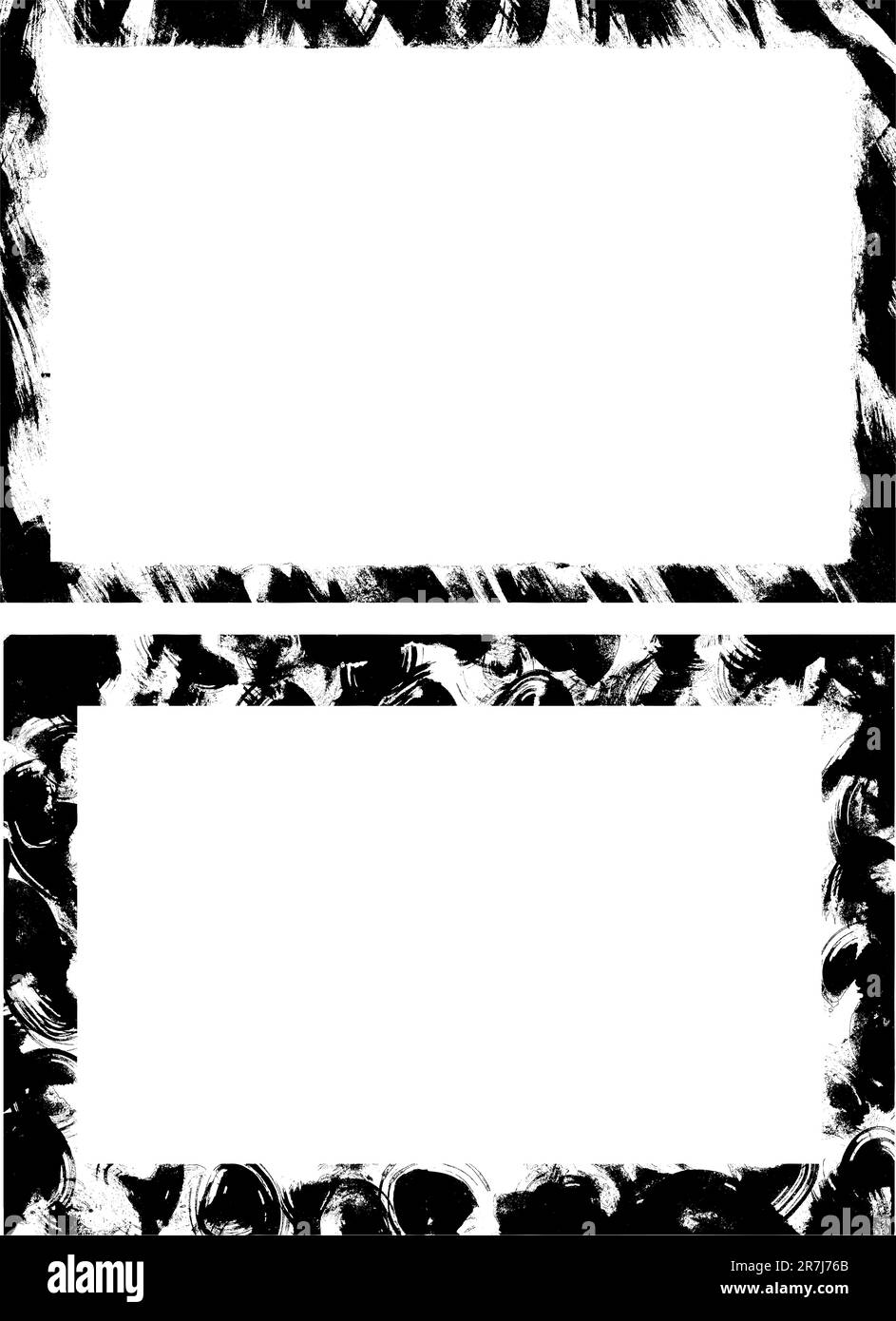 Pair of rectangular vector grunge backgrounds from original ink ...