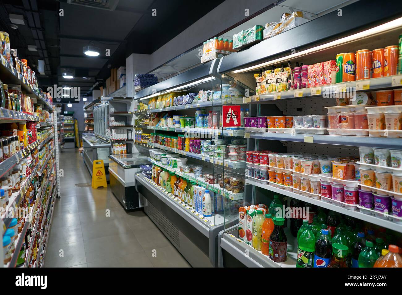 DOHA, QATAR - CIRCA MARCH, 2023: interior shot of supermarket in Doha ...