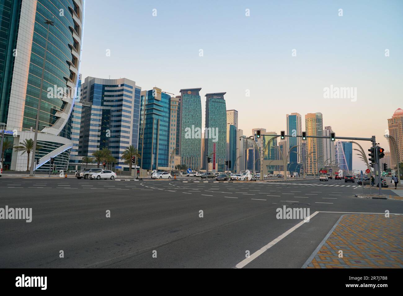 DOHA, QATAR - CIRCA MARCH, 2023: street level view of Doha Stock Photo ...