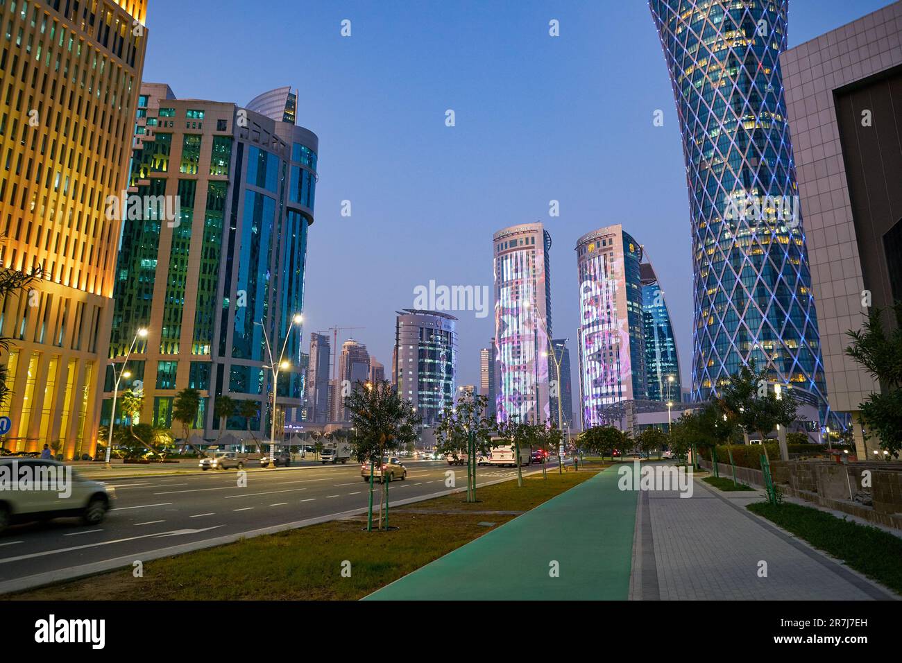 DOHA, QATAR - CIRCA MARCH, 2023: street level view of Doha Stock Photo ...