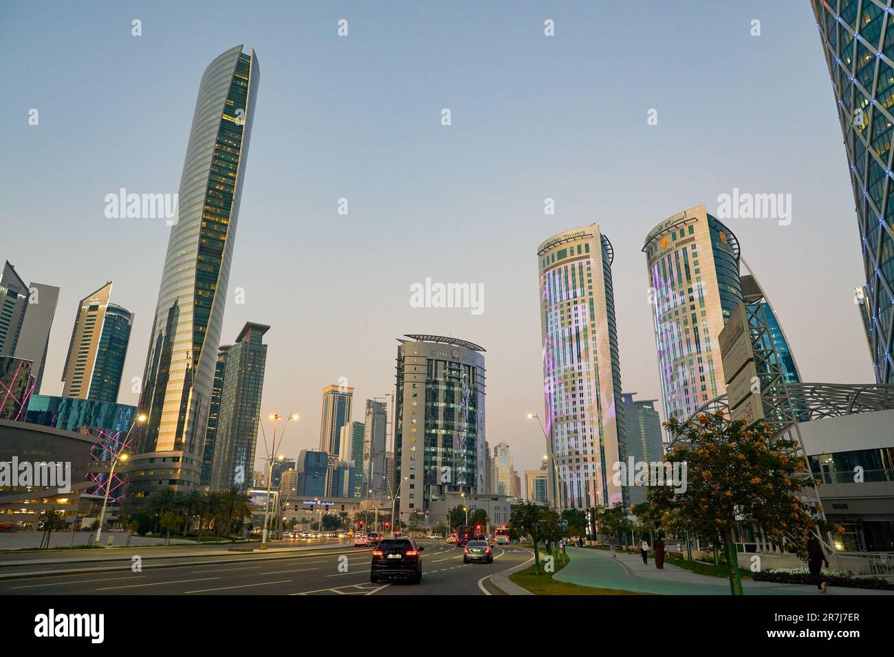 DOHA, QATAR - CIRCA MARCH, 2023: street level view of Doha Stock Photo ...