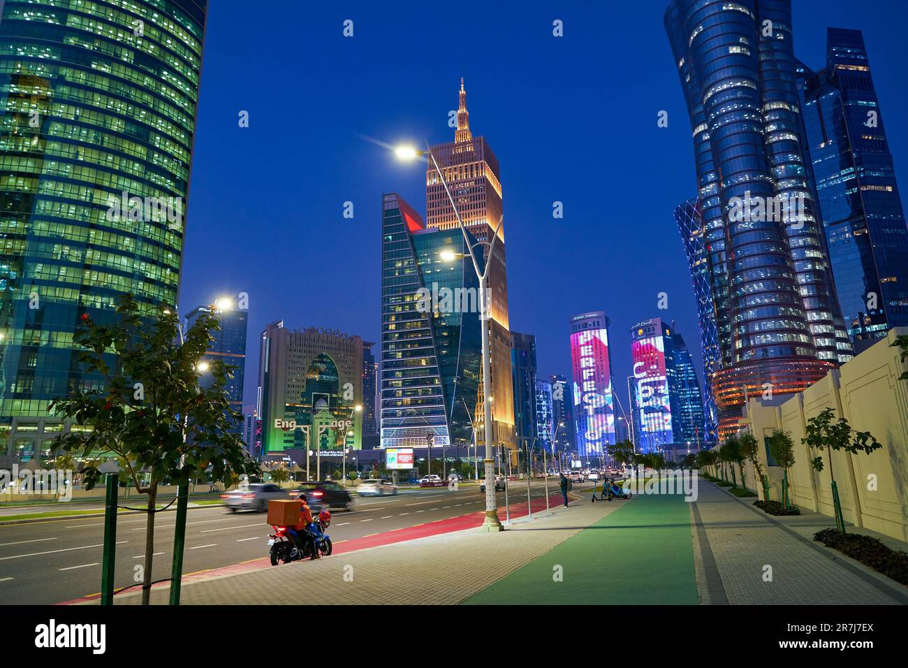 DOHA, QATAR - CIRCA MARCH, 2023: street level view of Doha Stock Photo ...