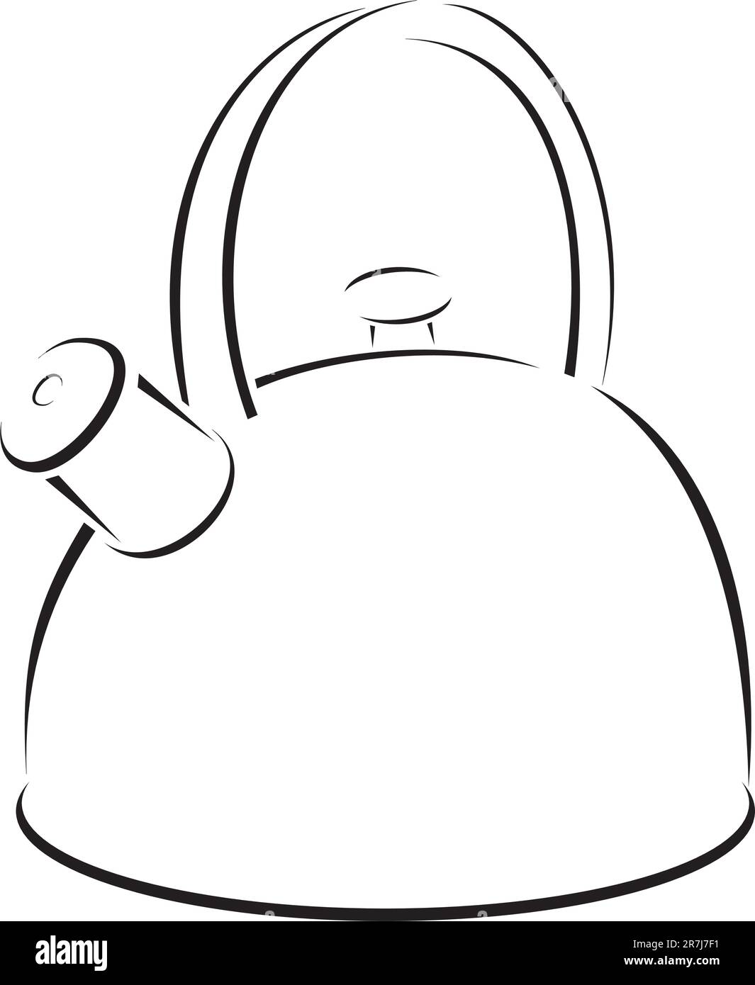 Simple black sketch of Kettle isolated on white Stock Vector Image ...