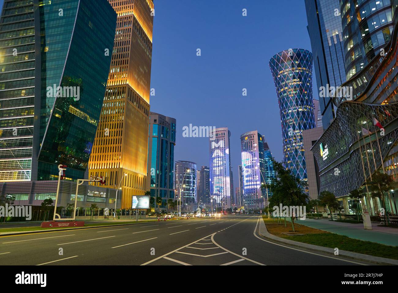 DOHA, QATAR - CIRCA MARCH, 2023: street level view of Doha Stock Photo ...
