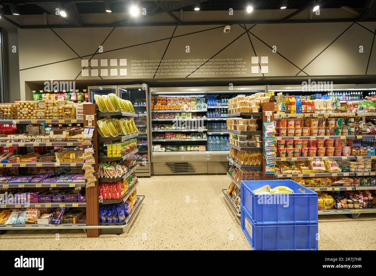 DOHA, QATAR - CIRCA MARCH, 2023: various food products displayed at Lulu Express convenience ...