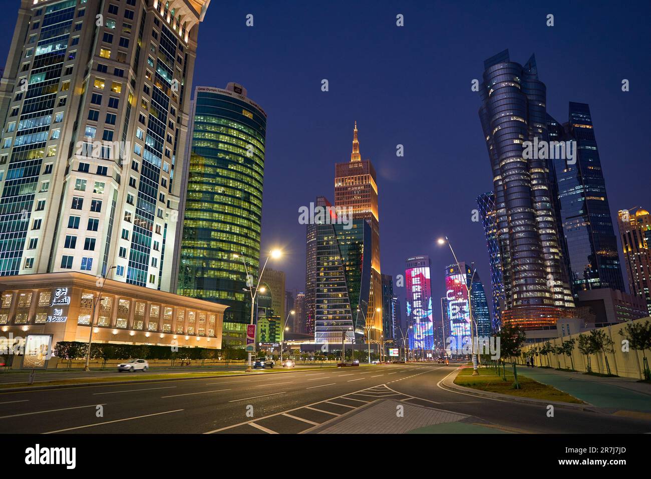 DOHA, QATAR - CIRCA MARCH, 2023: street level view of Doha Stock Photo ...