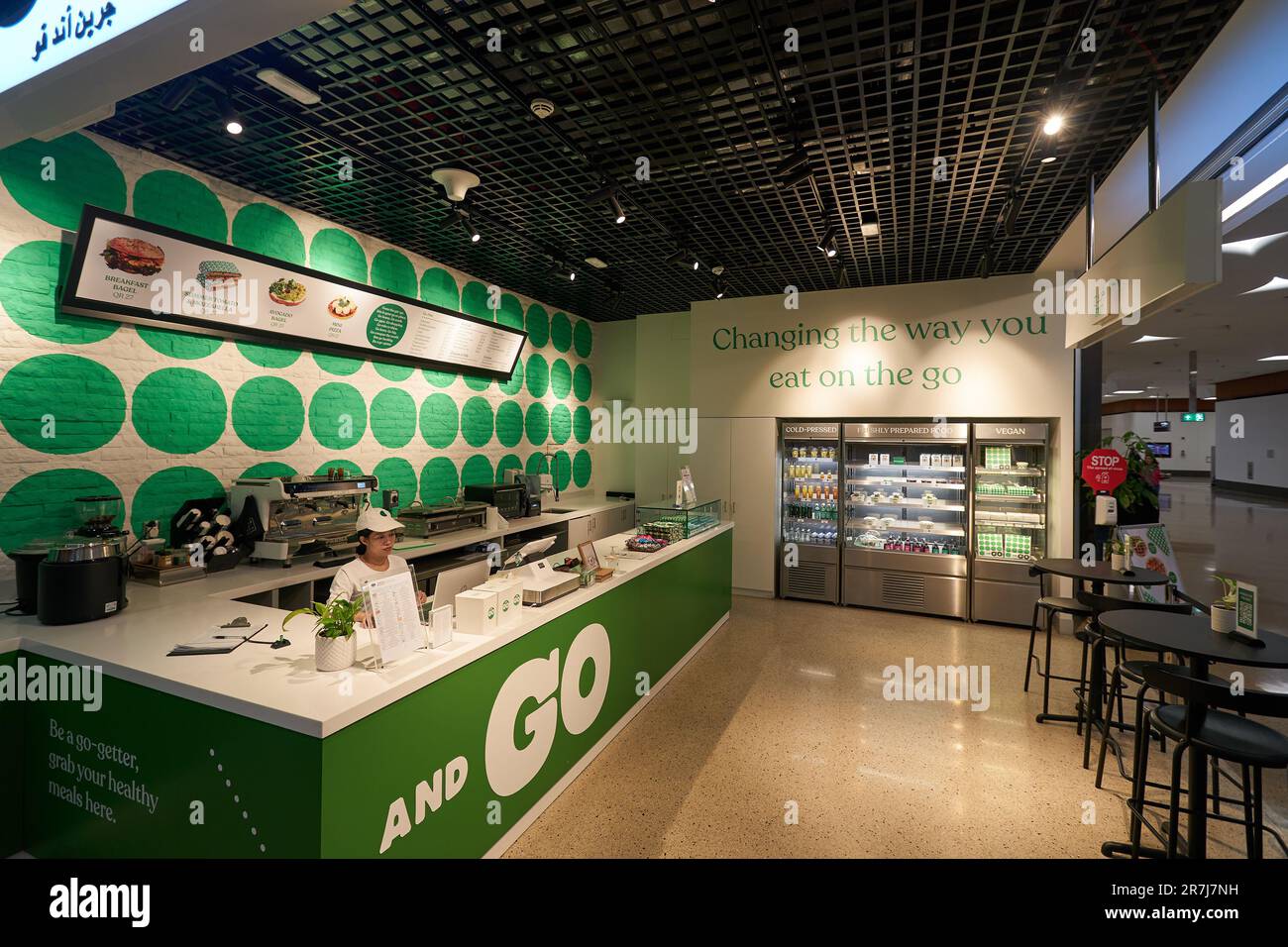 DOHA, QATAR - CIRCA MARCH, 2023: Green and Go, a takeaway style ...
