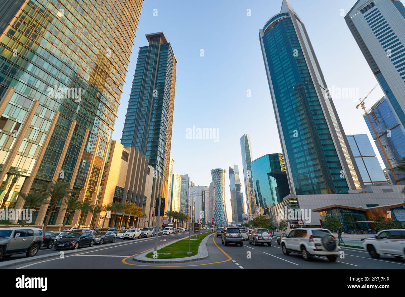 DOHA, QATAR - CIRCA MARCH, 2023: street level view of Doha Stock Photo ...