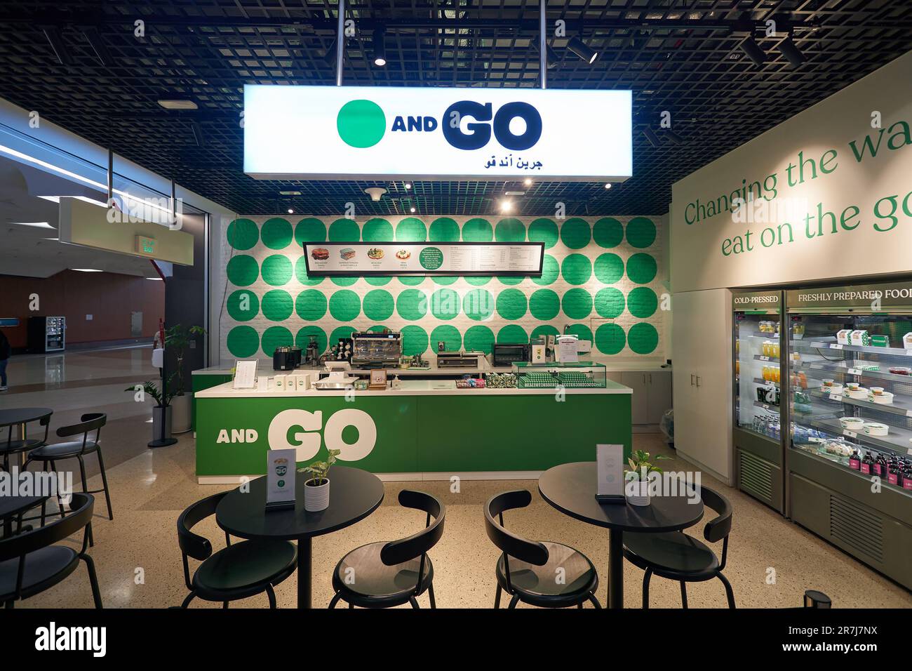 DOHA, QATAR - CIRCA MARCH, 2023: Green and Go, a takeaway style ...