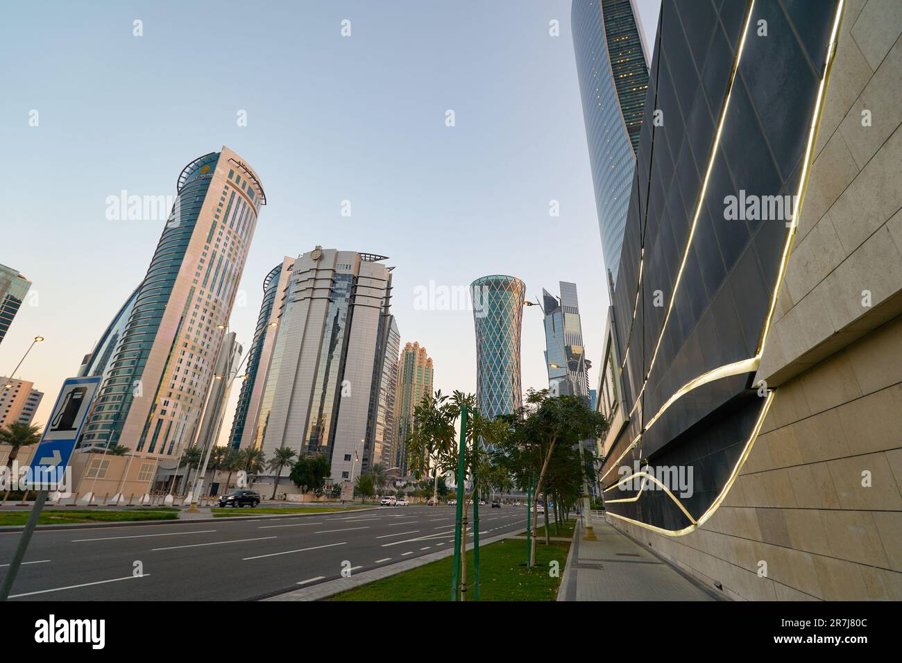 DOHA, QATAR - CIRCA MARCH, 2023: street level view of Doha Stock Photo ...