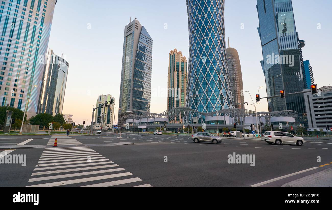 DOHA, QATAR - CIRCA MARCH, 2023: street level view of Doha Stock Photo ...