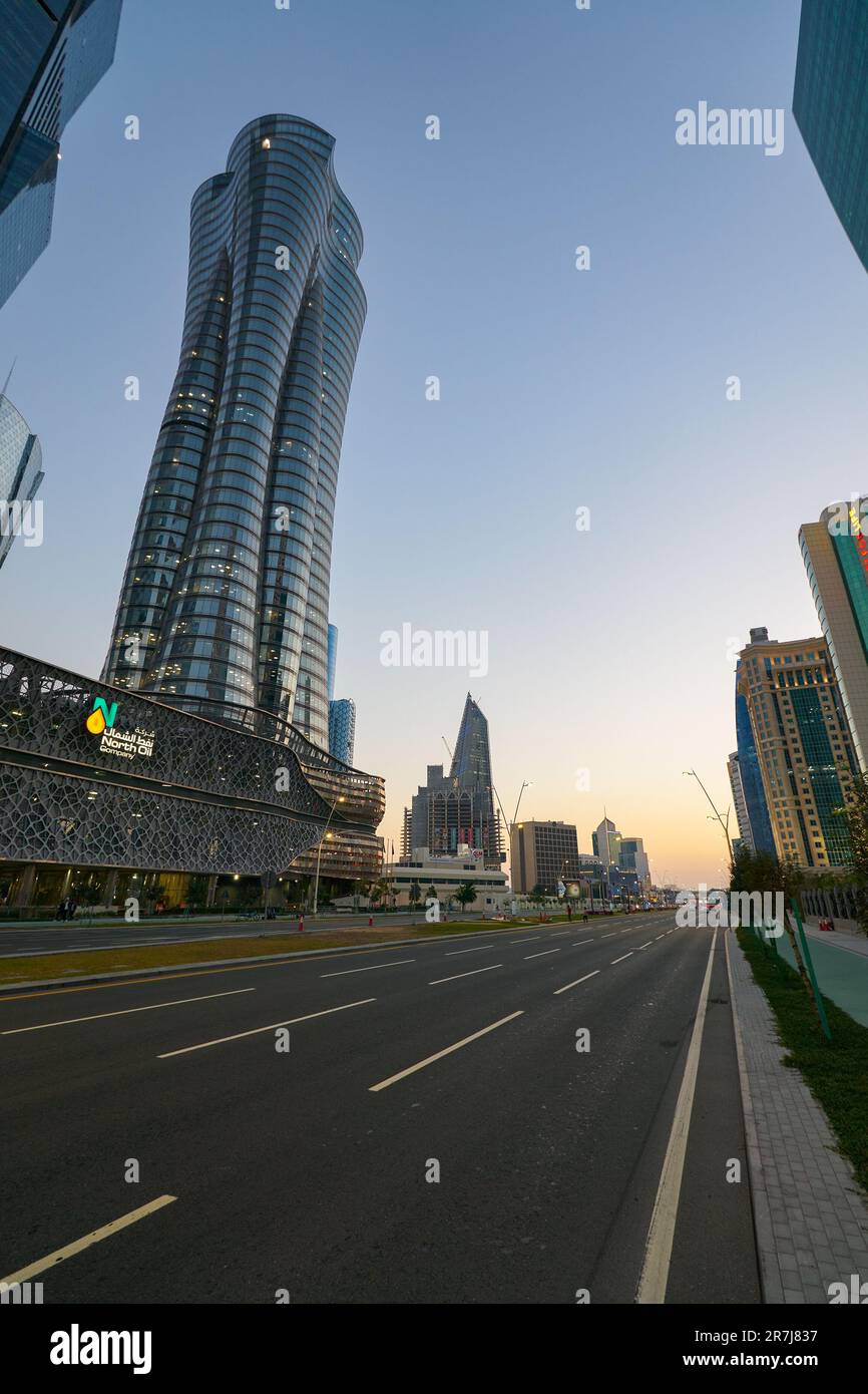 DOHA, QATAR - CIRCA MARCH, 2023: street level view of Doha Stock Photo ...