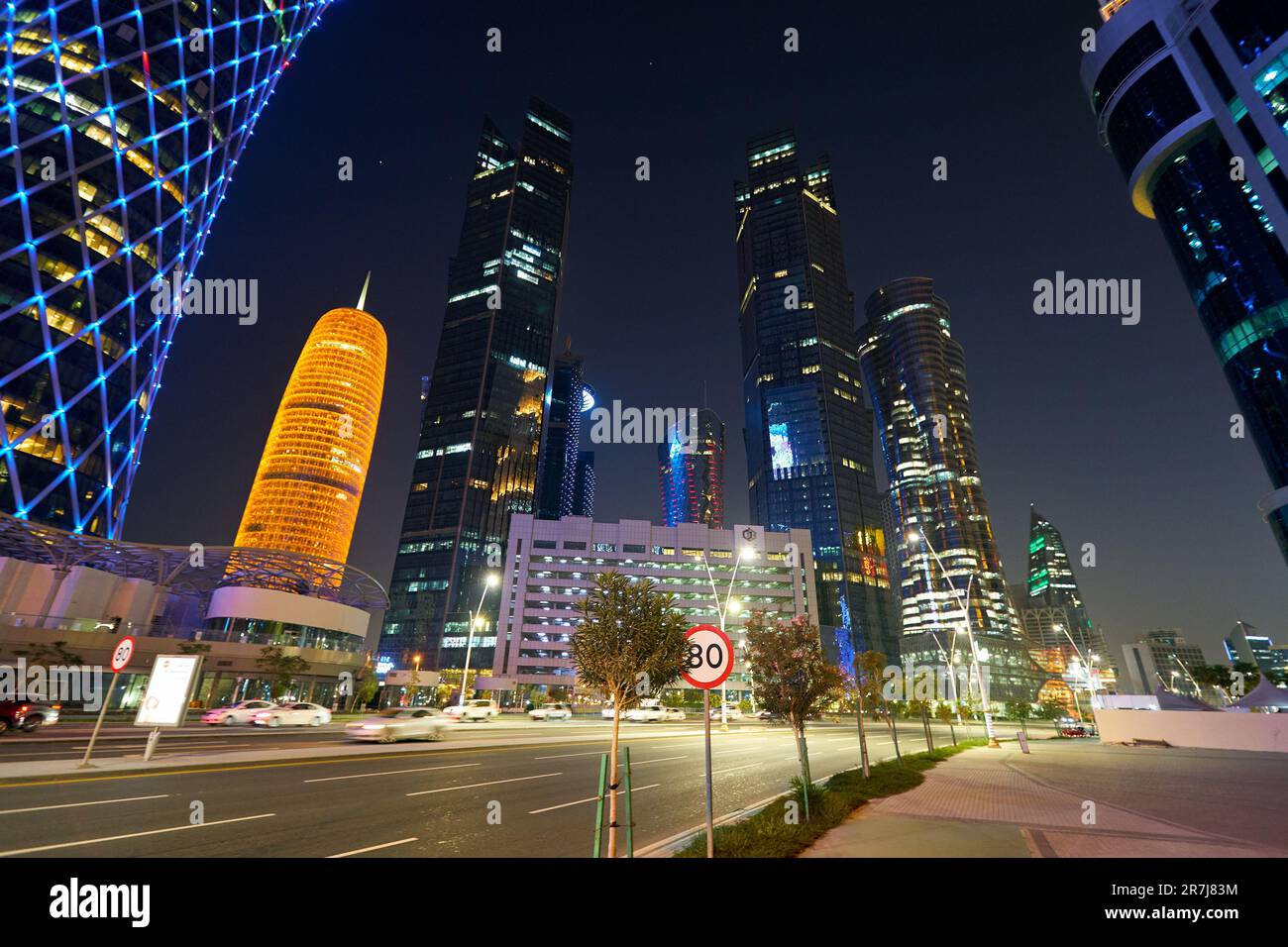 DOHA, QATAR - CIRCA MARCH, 2023: street level view of Doha Stock Photo ...