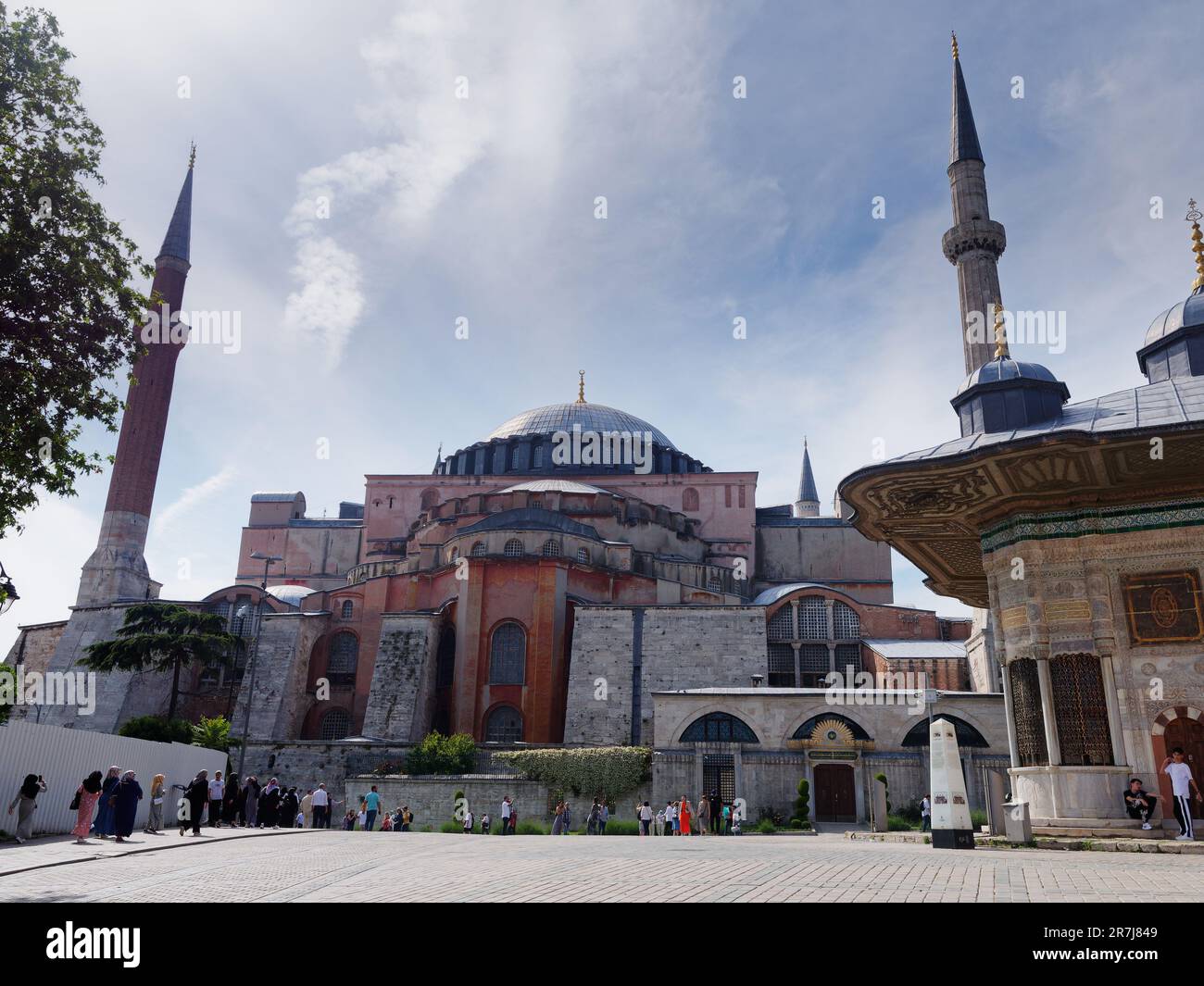Visitors beneath the Hagia Sophia Mosque with the Sultan Ahmed III ...