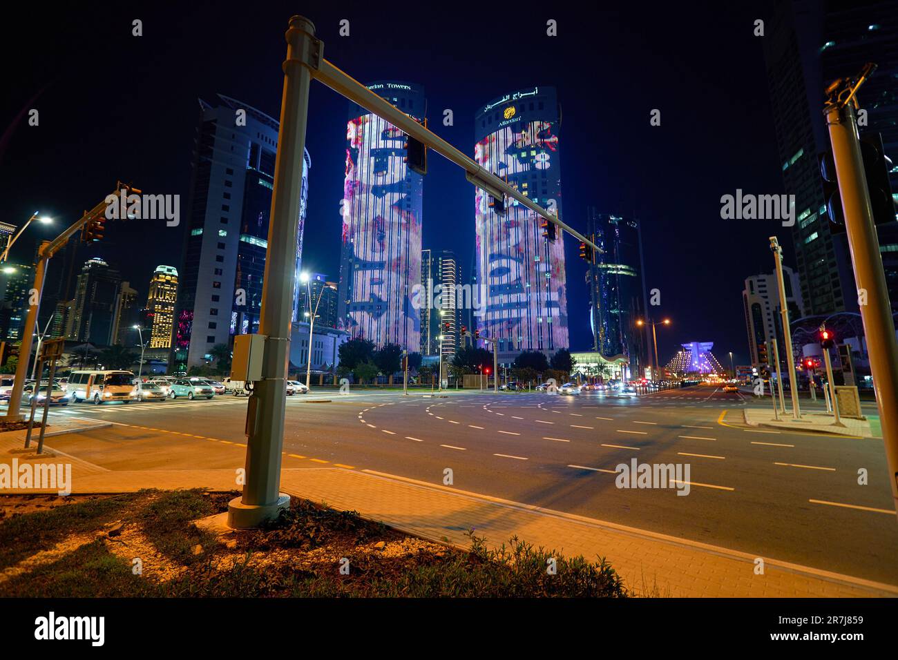 DOHA, QATAR - CIRCA MARCH, 2023: street level view of Doha Stock Photo ...