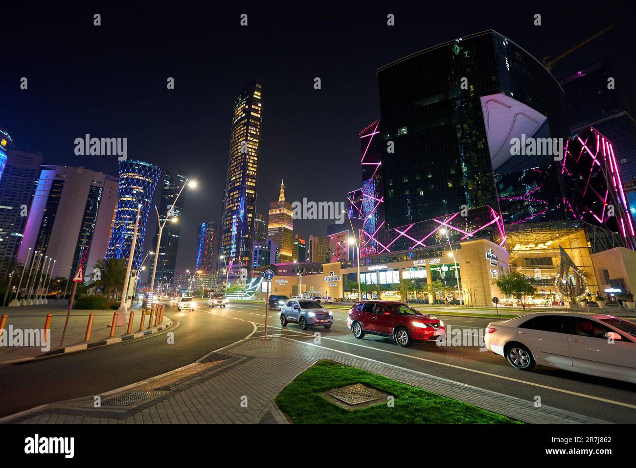 DOHA, QATAR - CIRCA MARCH, 2023: street level view of Doha Stock Photo ...