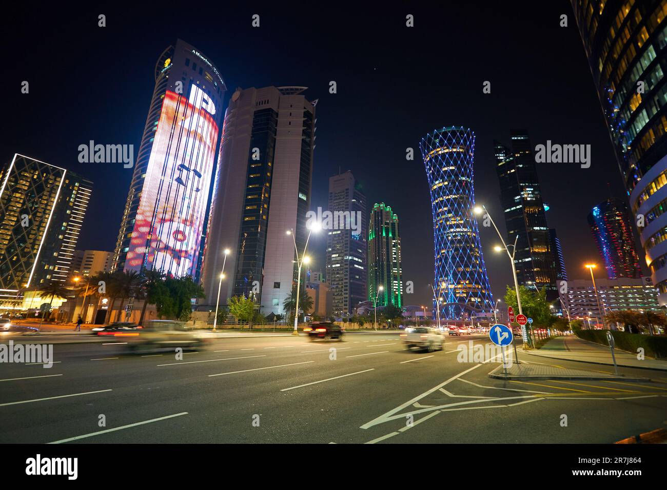 DOHA, QATAR - CIRCA MARCH, 2023: street level view of Doha Stock Photo ...