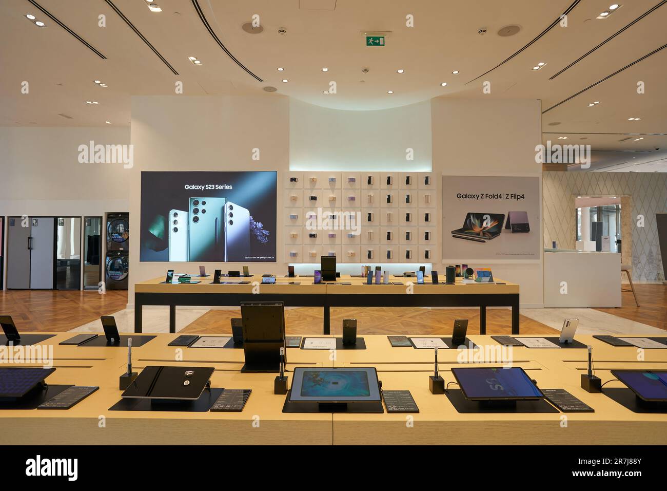 DOHA, QATAR - CIRCA MARCH, 2023: interior shot of Samsung store at 21 ...