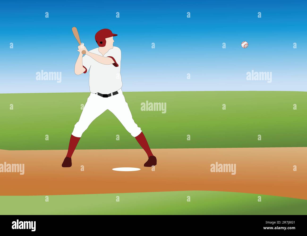 Illustration of baseball player on the field - vector Stock Vector ...