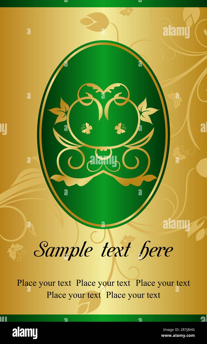 Illustration golden background with label for packing design - vector ...