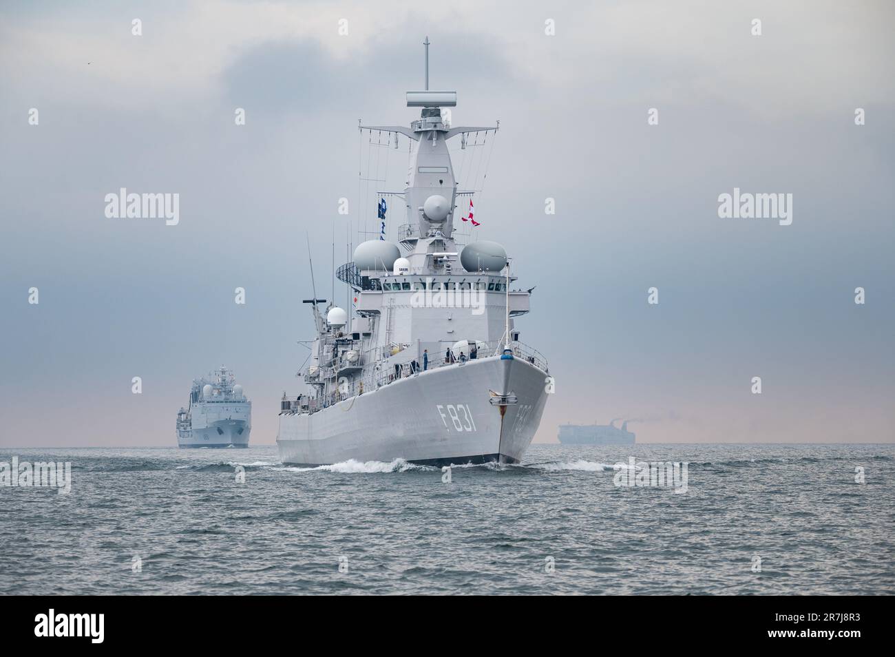 Kiel, Germany. 16th June, 2023. The Dutch multi-purpose frigate HNLMS Van Amstel (F831) sails ...