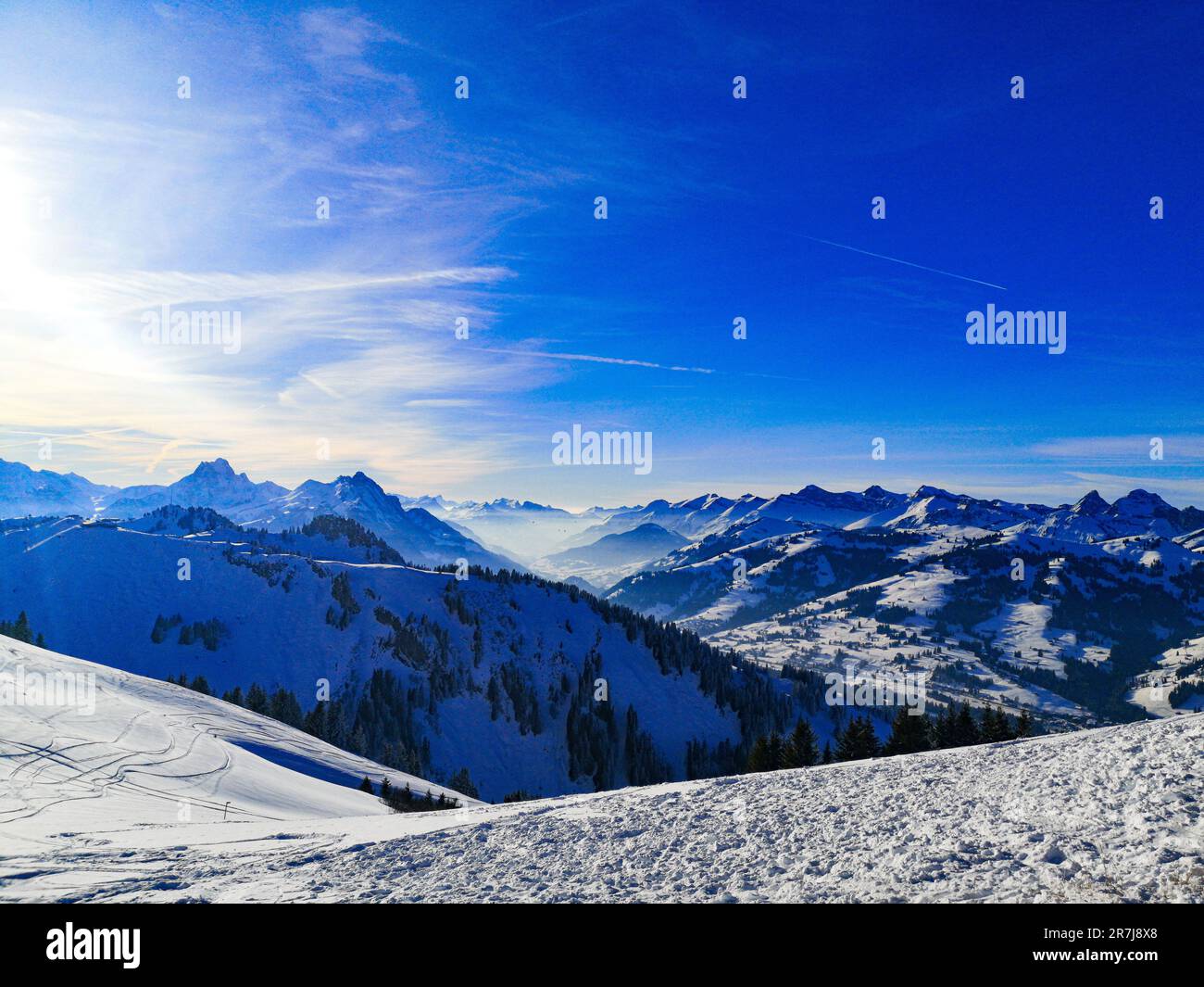 The Swiss Alps in Winter in the Region of Gstaad Berner Oberland Stock ...