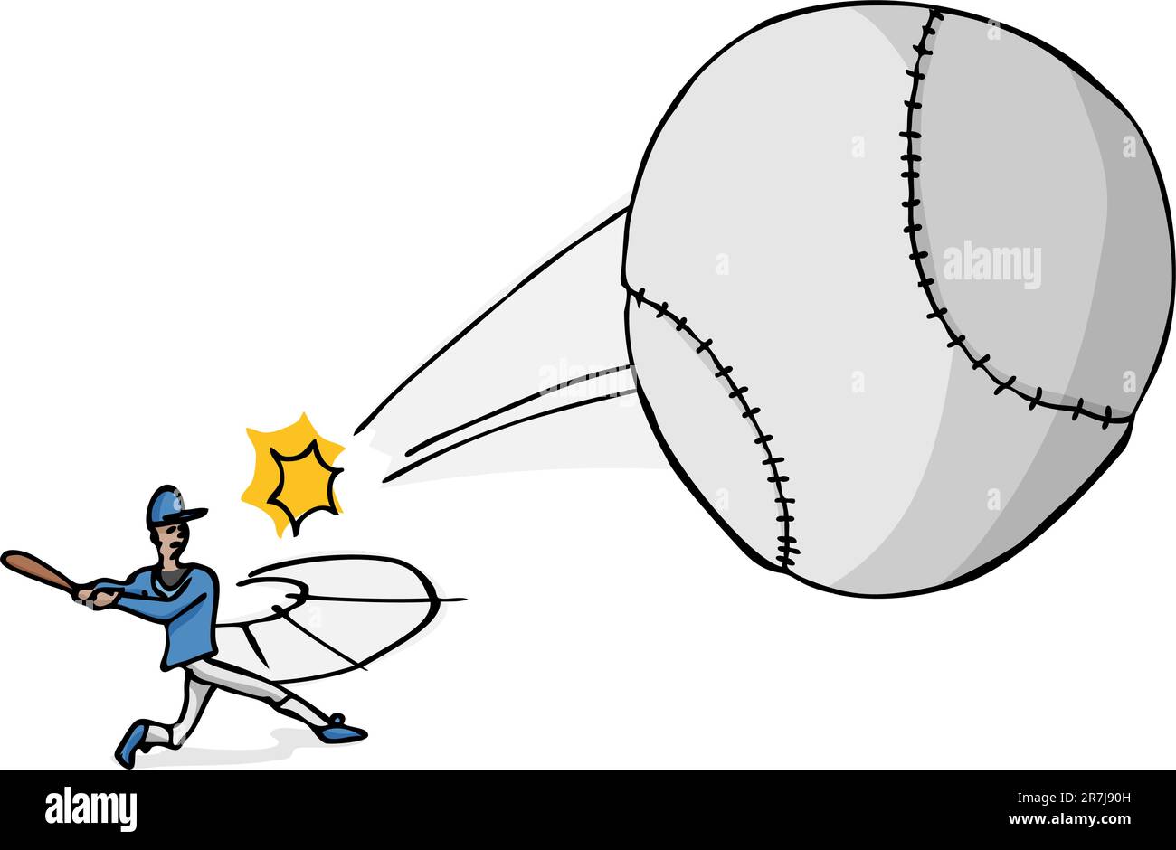 Illustration of a softball or baseball player hitting a ball Stock ...