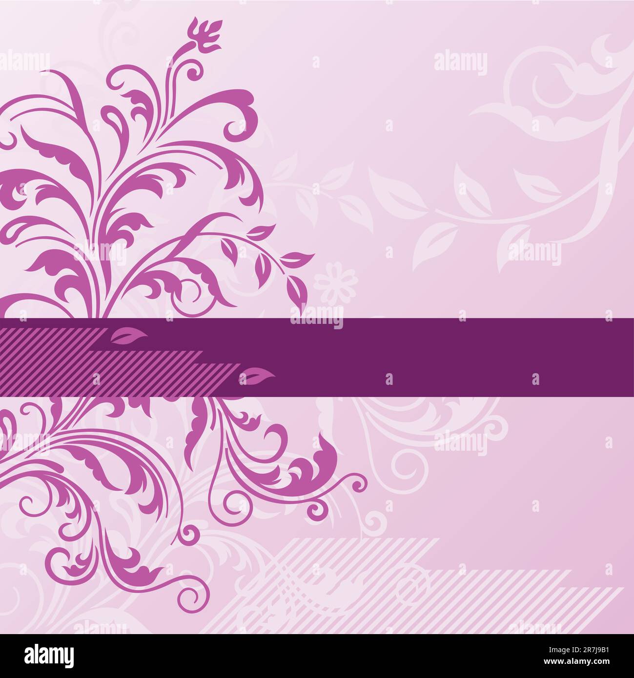 Pink floral background with banner. This image is a vector illustration ...