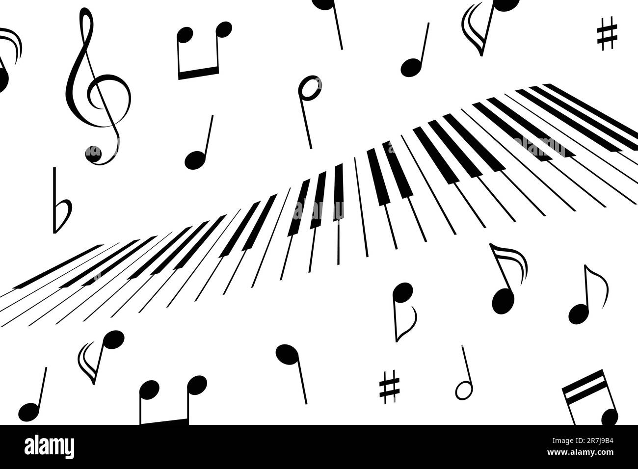 Music Notes Around The Piano Keys Stock Vector Image And Art Alamy
