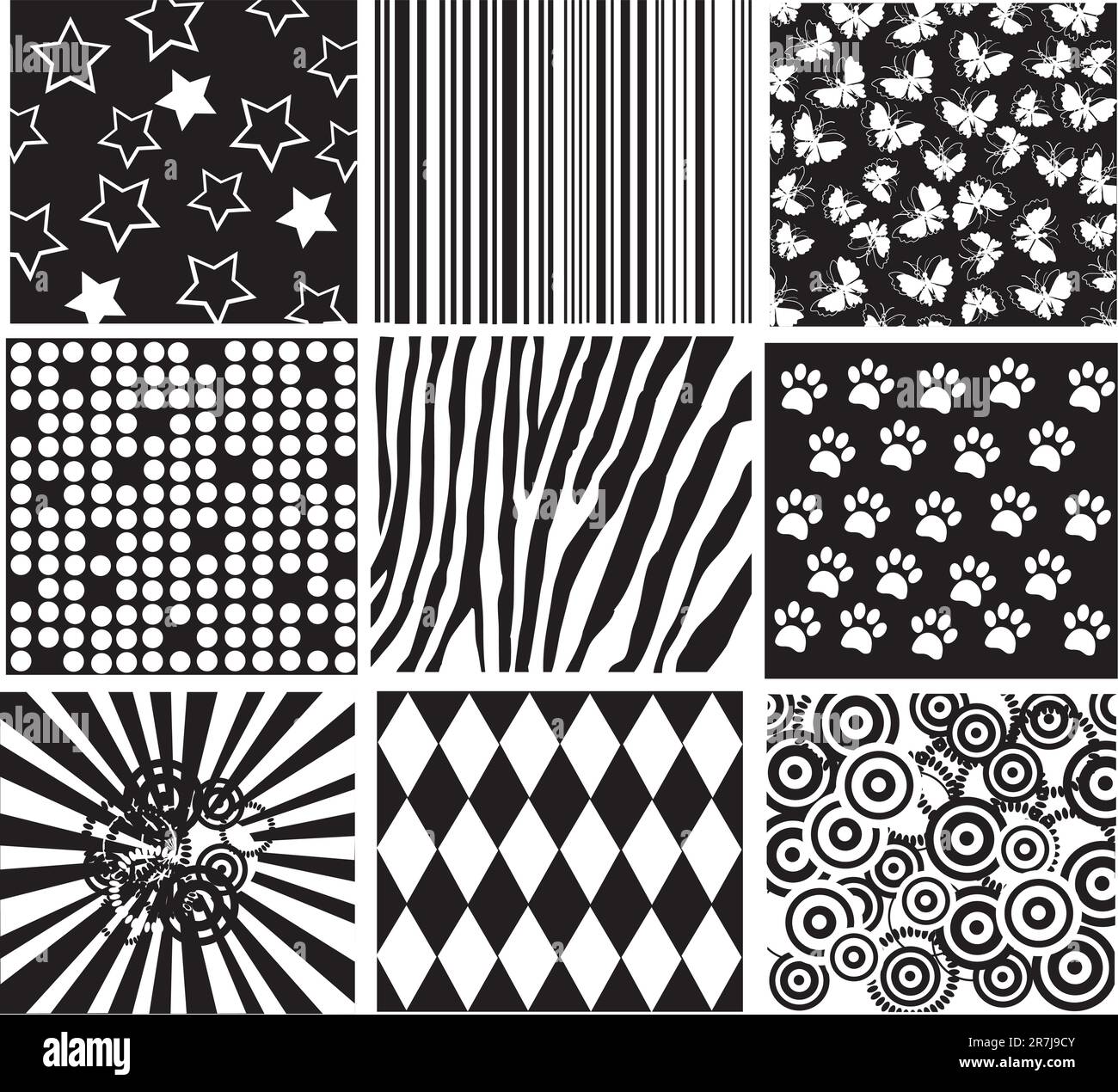 Vector illustration of different black patterns Stock Vector Image ...