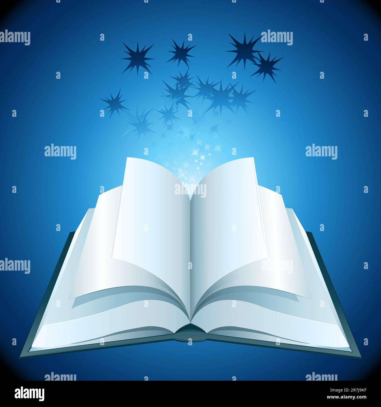 illustration of open book with stars on abstract background Stock ...