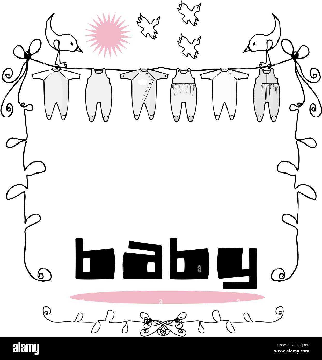 Baby arrival announcement frame Stock Vector Image & Art - Alamy