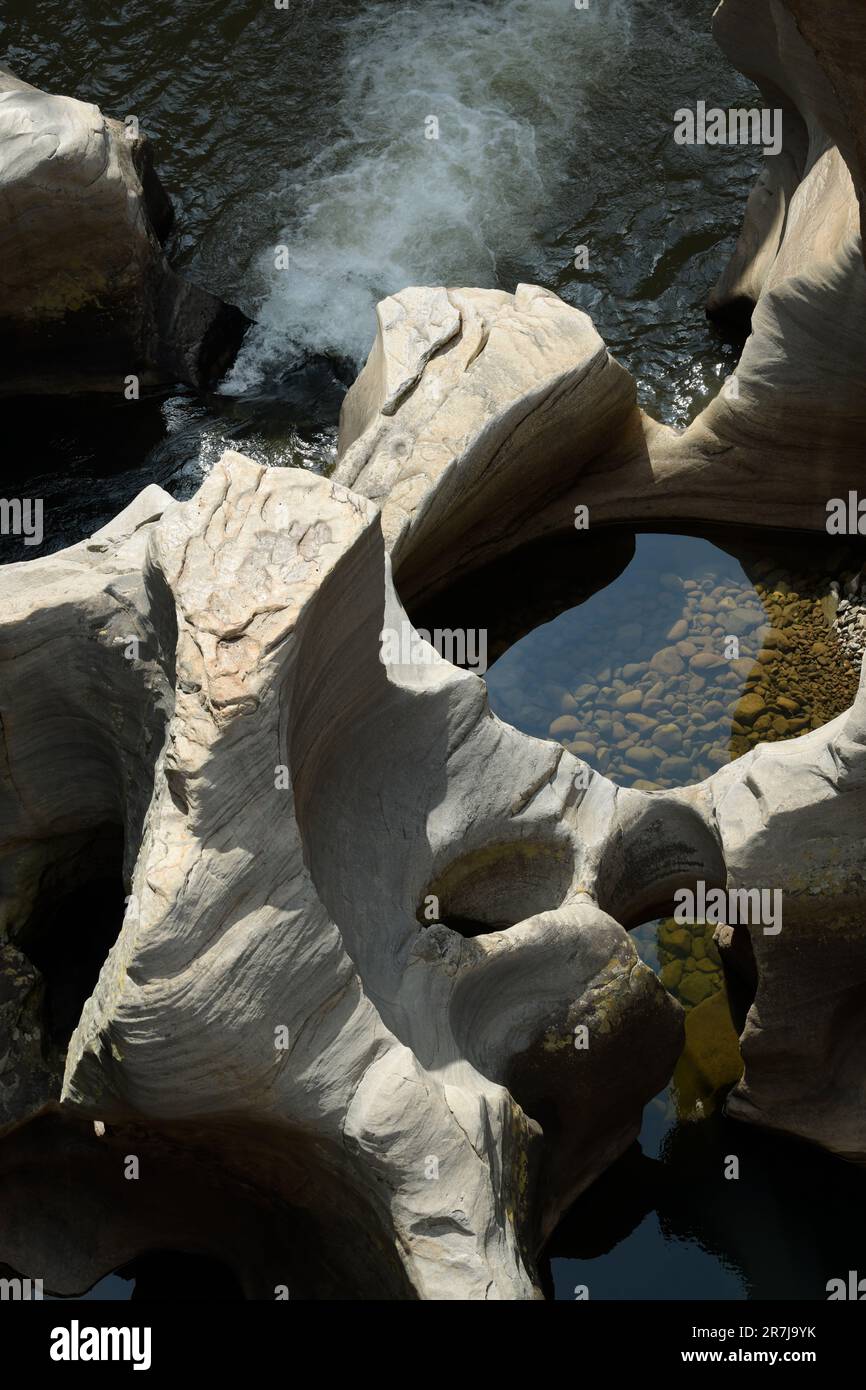 Beautiful shape and form of erosion potholes, minimal landscape, Blyde ...