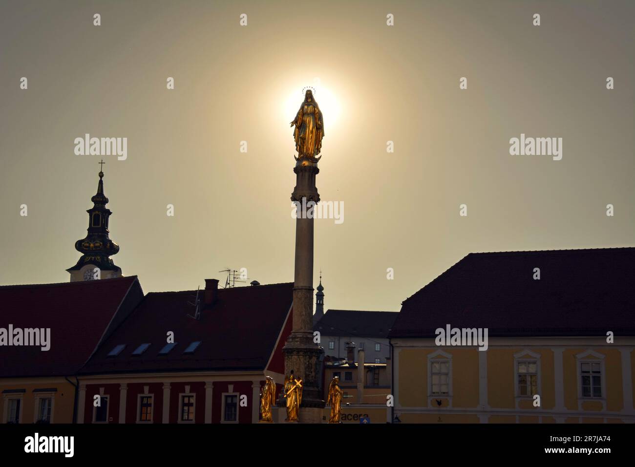 The Holy Mary Monument in Kaptol Square - Zagreb, Croatia Stock Photo ...