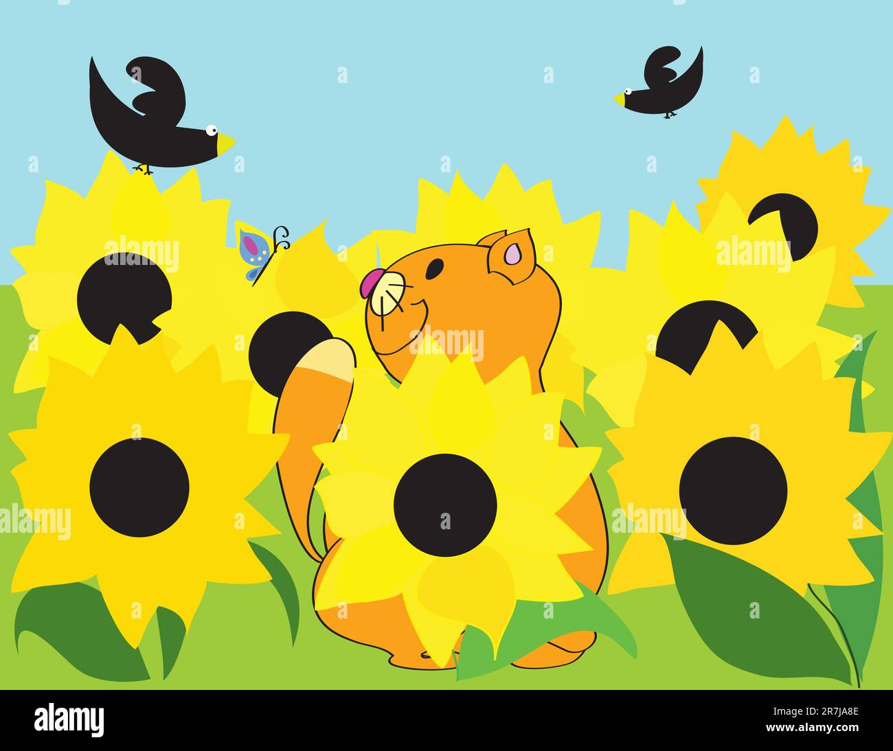 Beautiful yellow sunflower in Stock Vector Images - Alamy