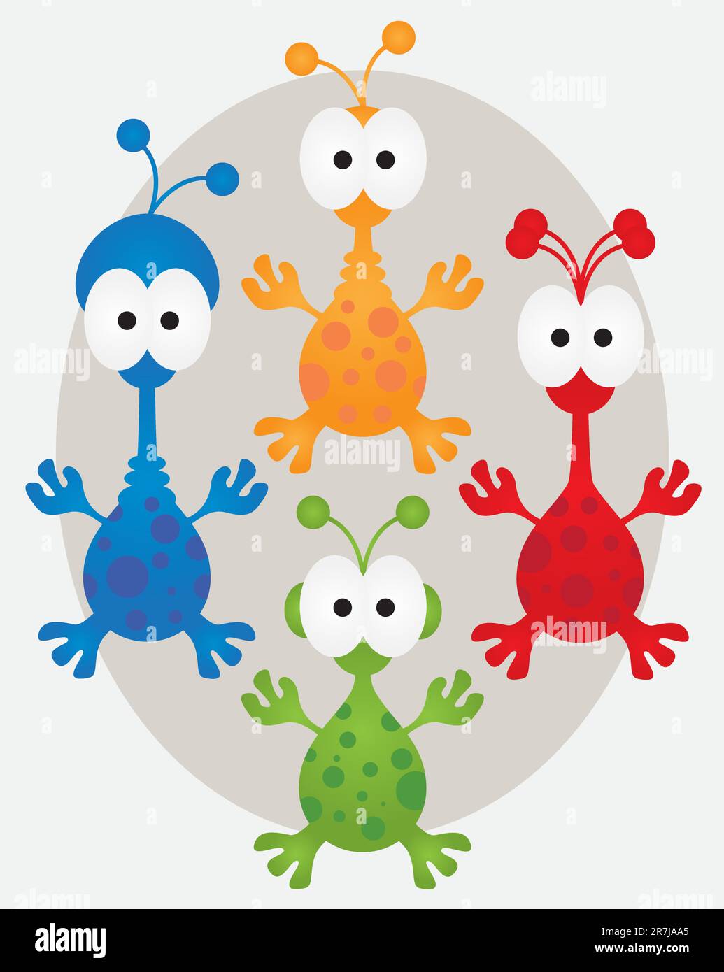 Cute aliens in four different colors Stock Vector Image & Art - Alamy