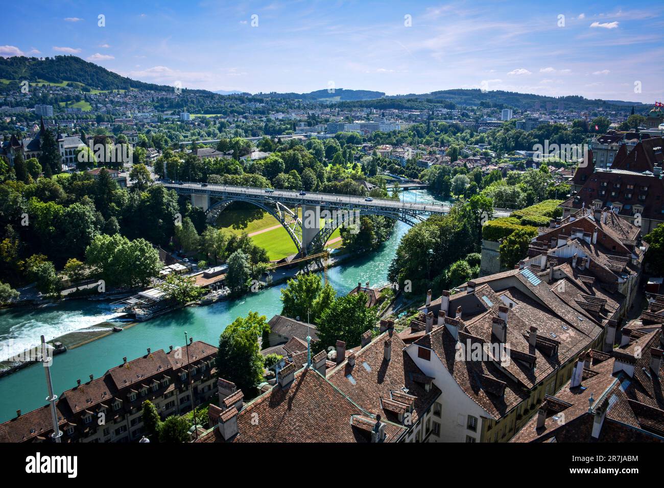 Aerial View of the Aare River and its Turquoise Waters in Bern ...