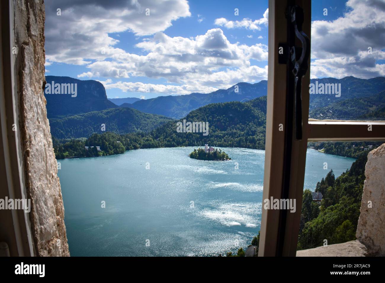 Window View to Lake Bled - Slovenia Stock Photo - Alamy