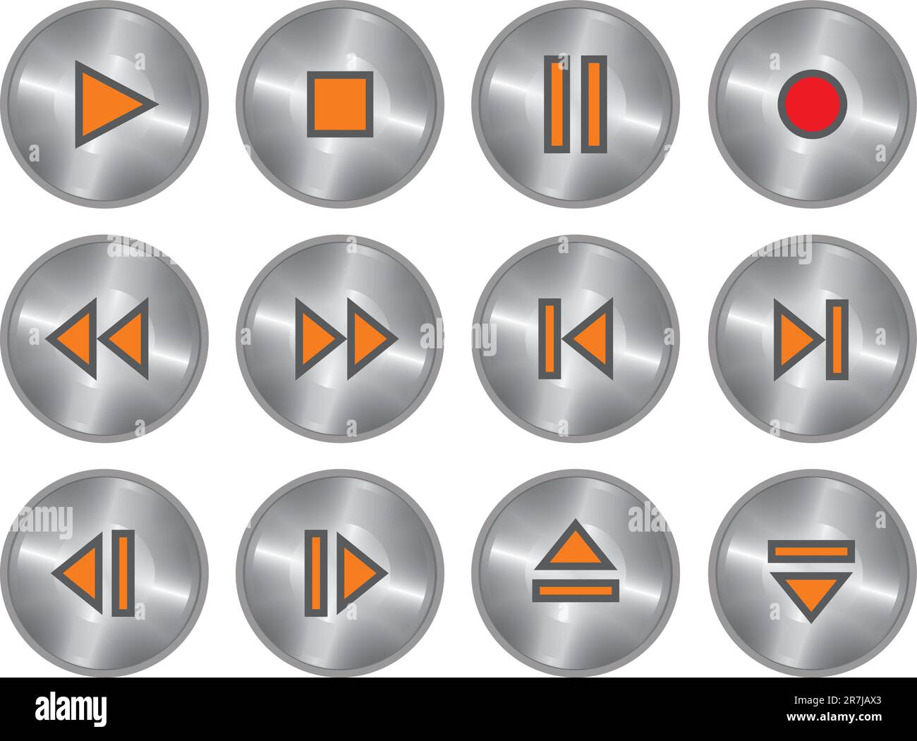 Vector set of metallic multimedia buttons for web, print and project ...