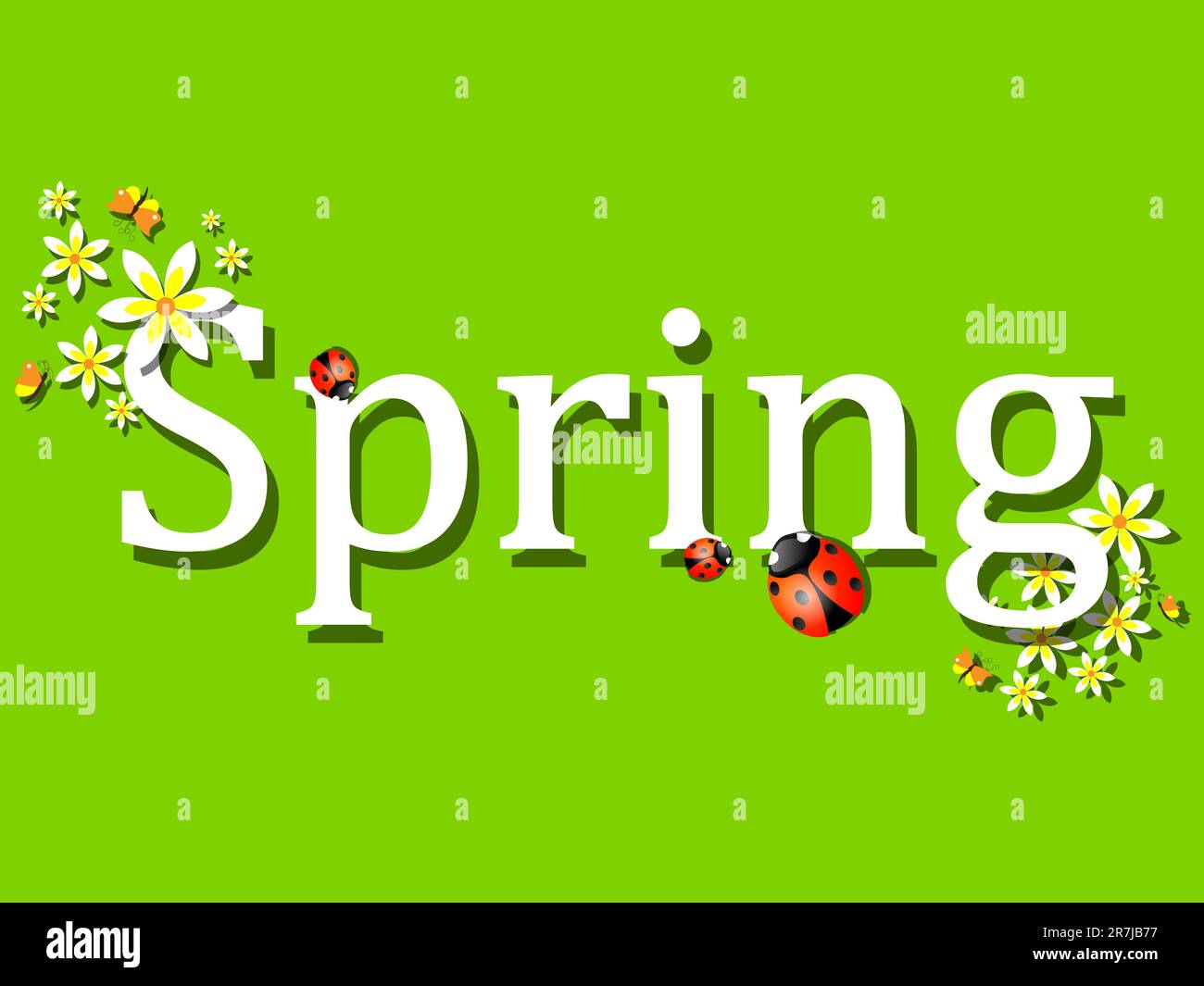 Vector spring background with small flowers and ladybugs Stock Vector ...