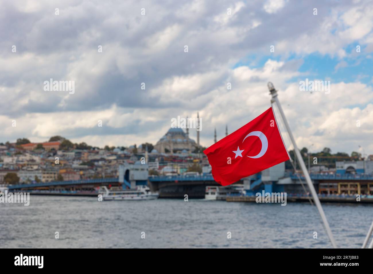 Turkish Flag and Istanbul on the background. National holidays of ...