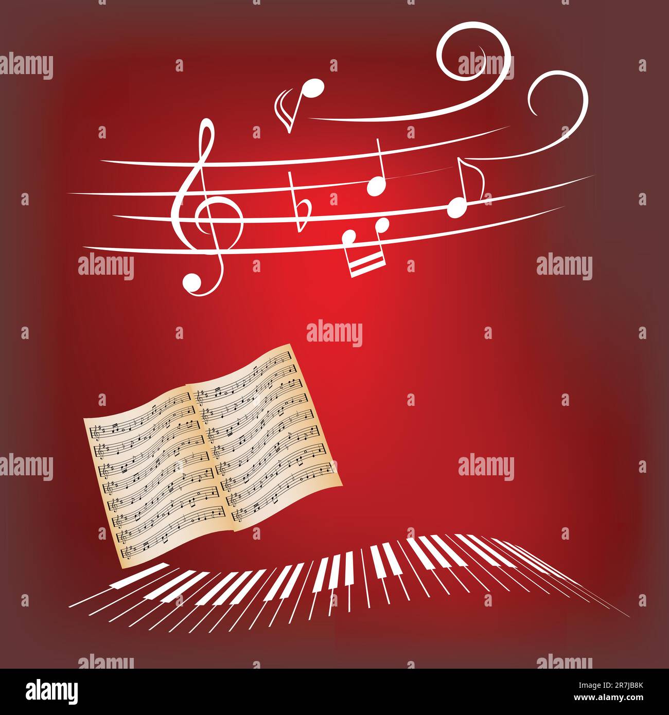 Piano keys, sheet music and music notes Stock Vector Image & Art - Alamy