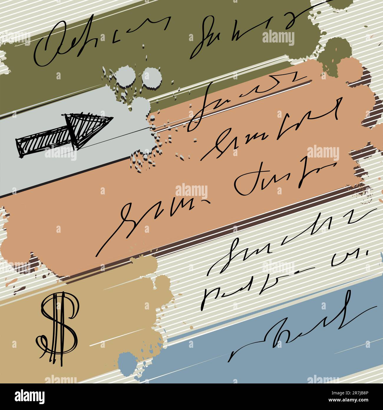 Colorful ink splash banner with sketch arrow and dollar vector ...